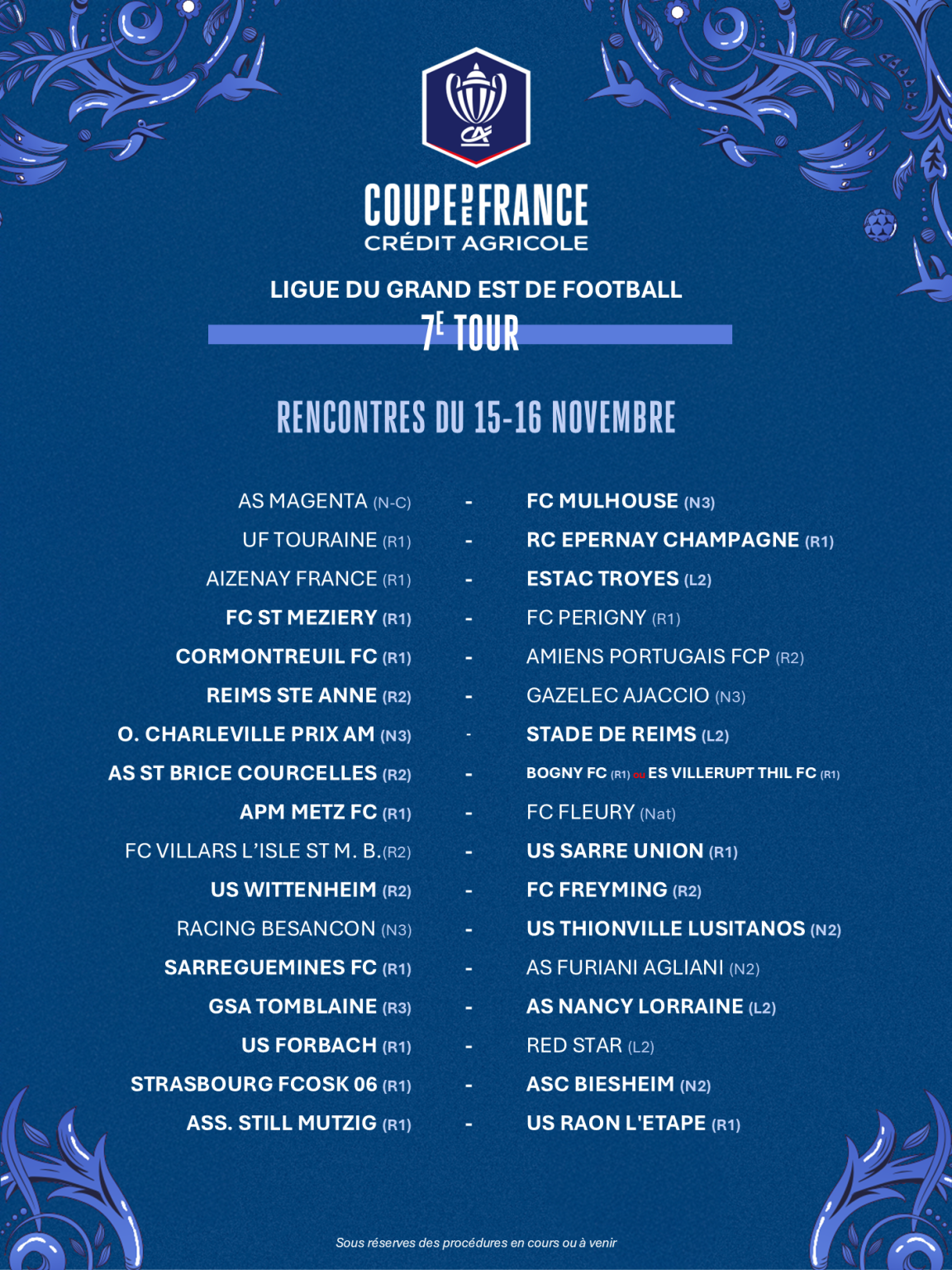 Coupe de France Crédit Agricole, les affiches des clubs du Grand Est ...