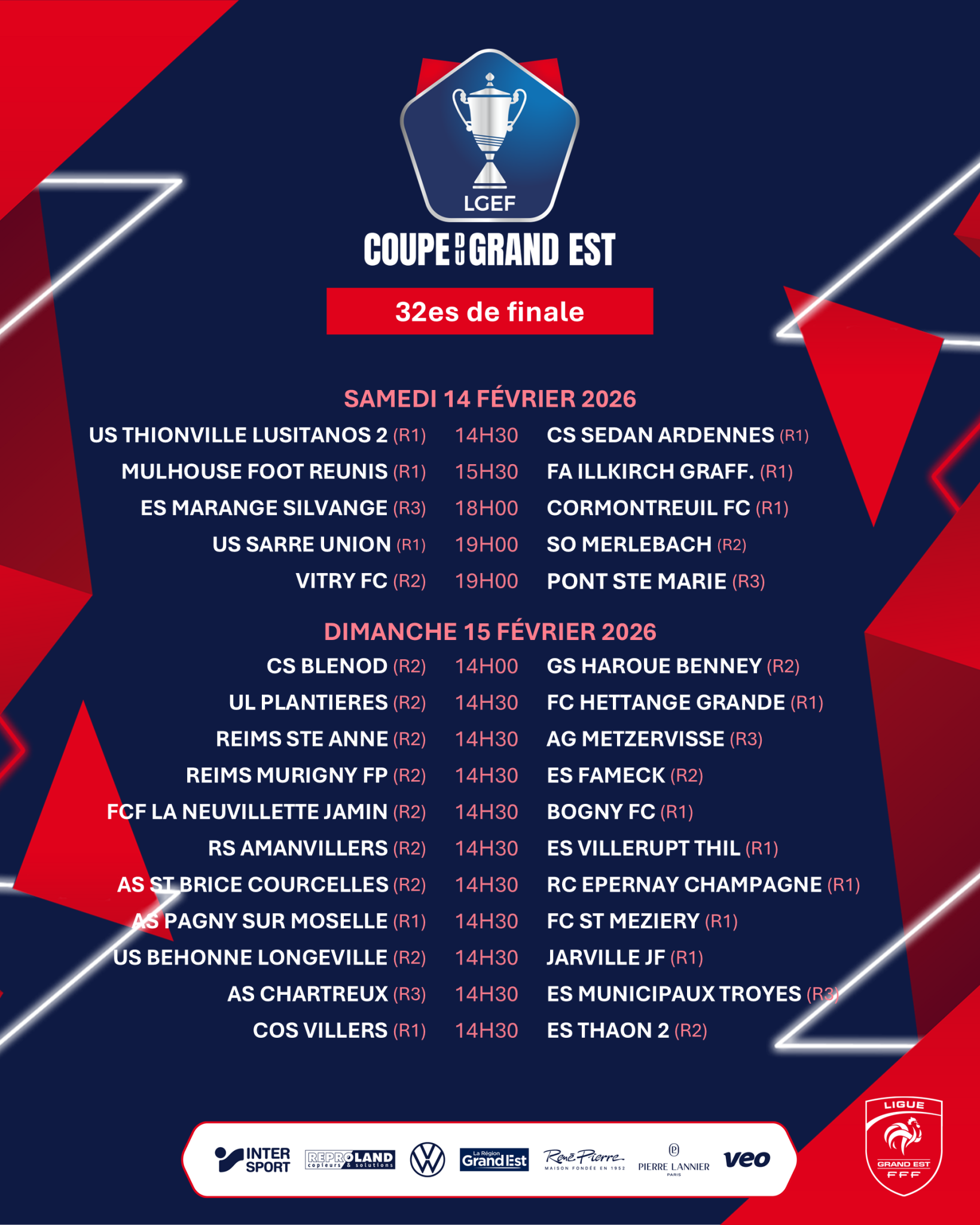 Coupes régionales au programme ! – LIGUE DU GRAND EST DE FOOTBALL